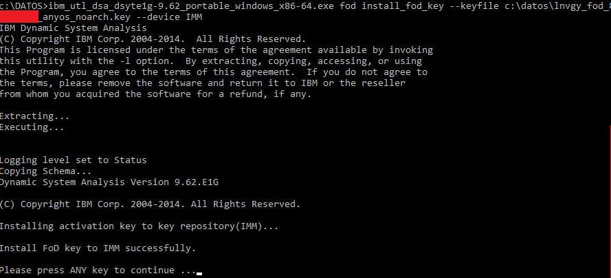 Instalación de claves de licencia IBM / Lenovo con DSA - MainMind